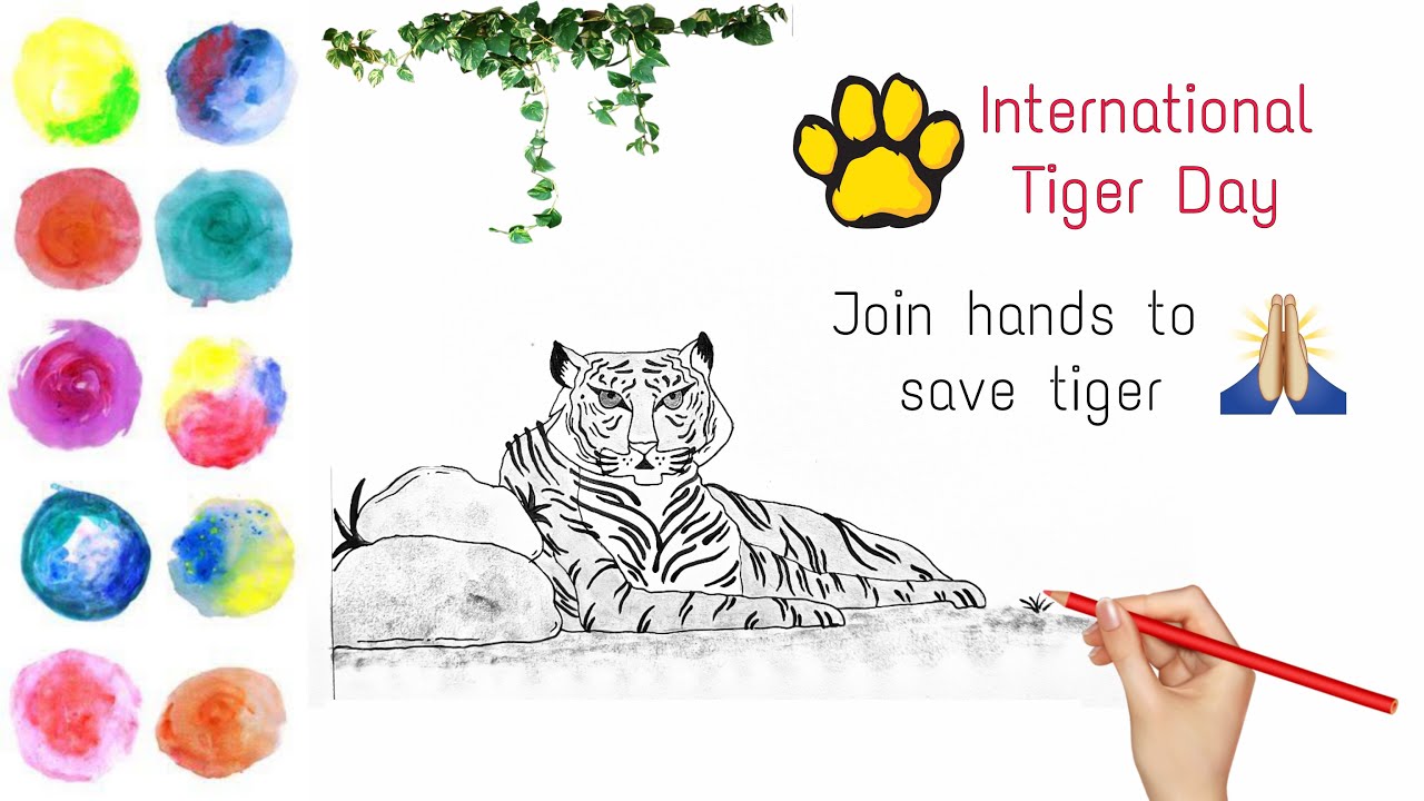 International Tiger Day Drawing | Easy & Simple Drawing of Tiger For ...