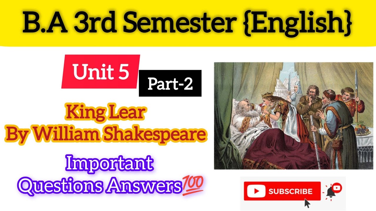 B.A 3rd Semester English Unit 5 || King Lear Important Question Answers ...