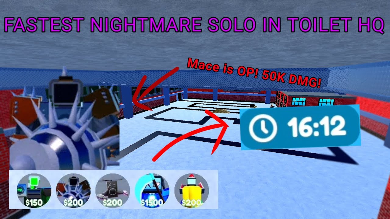 Fastest Toilet HQ Nightmare Solo (16:12) (under 16:30) | Toilet Tower ...