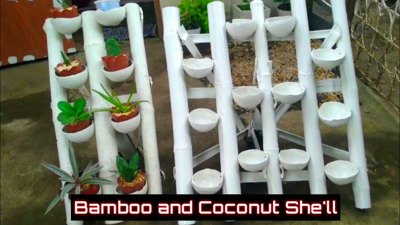Diy Plant Stand Using Bamboo and Coconut Shell - YouTube