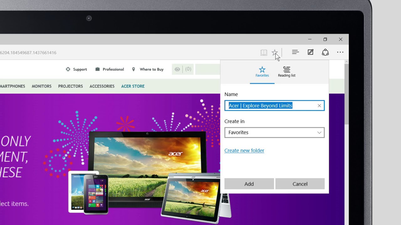 Microsoft Edge - How to Add a Website to Favorites - YouTube