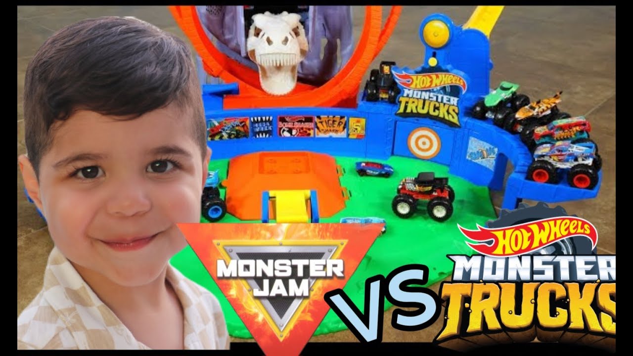 T-REX Volcano Arena..MONSTER JAM & HOT WHEELS Monster Trucks Racing ...
