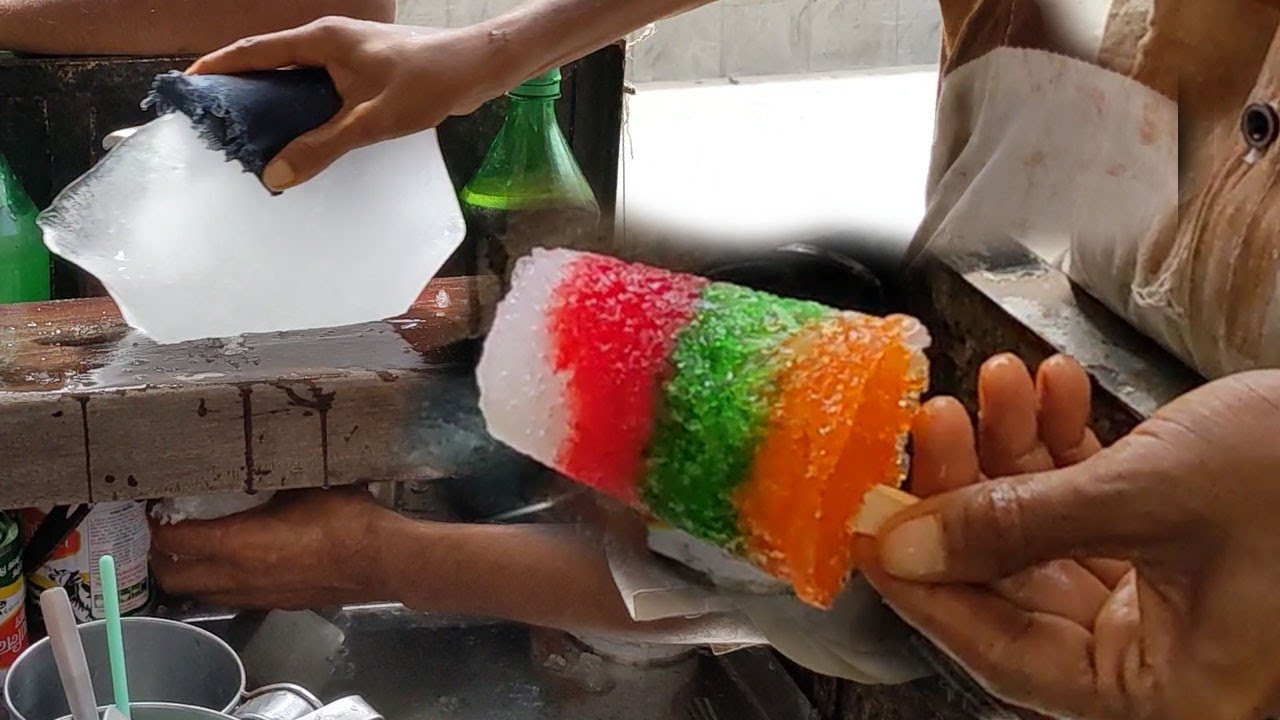 Crushed Ice Lollypop Street Ice Gola | Famous Indian Ice Gola Street ...