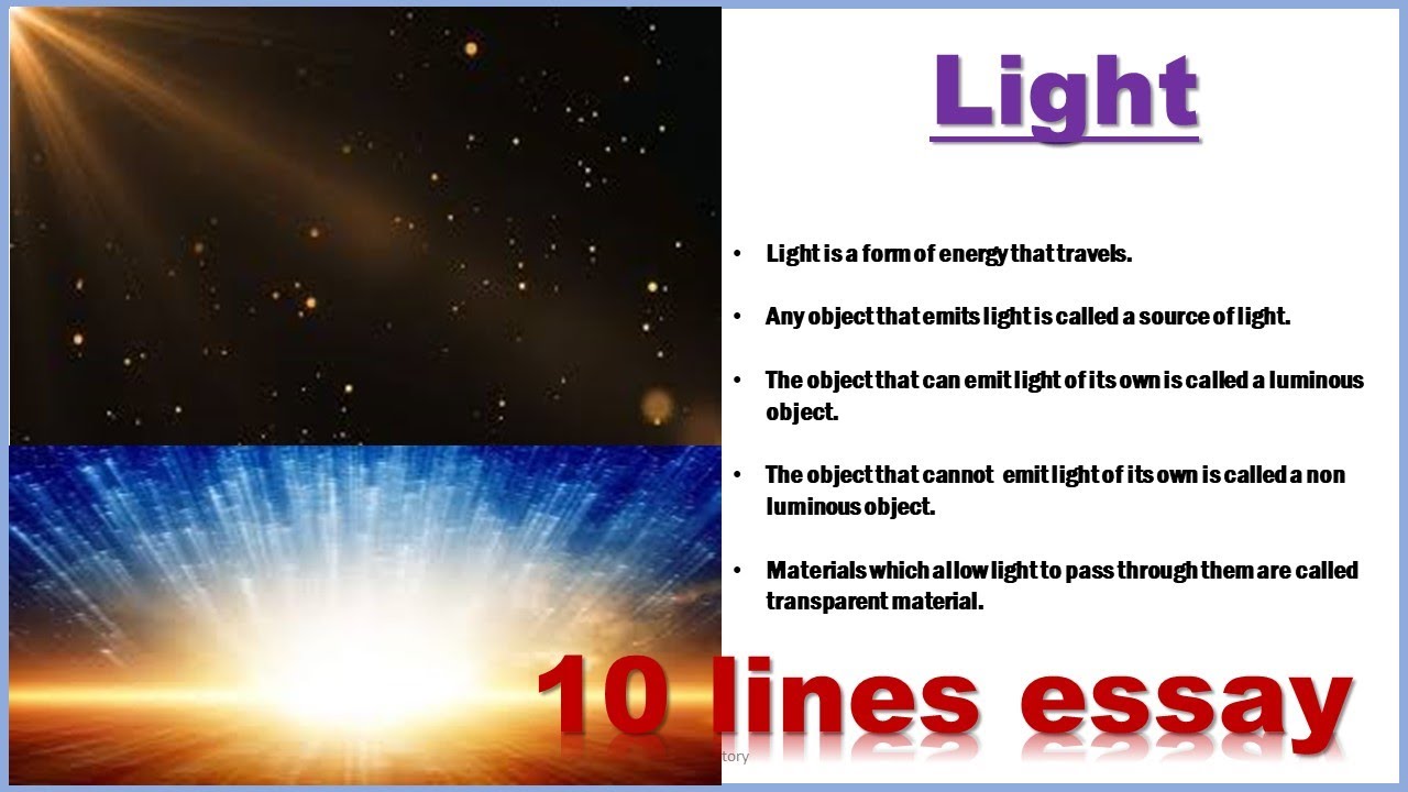 Light || 10 lines essay || 10 lines on Light - YouTube