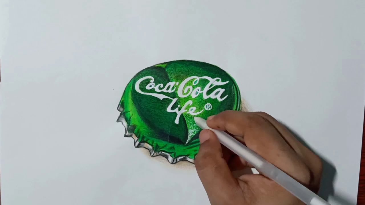 How To Draw Coca Cola Bottle Cap | Coca Cola Cap Drawing - YouTube