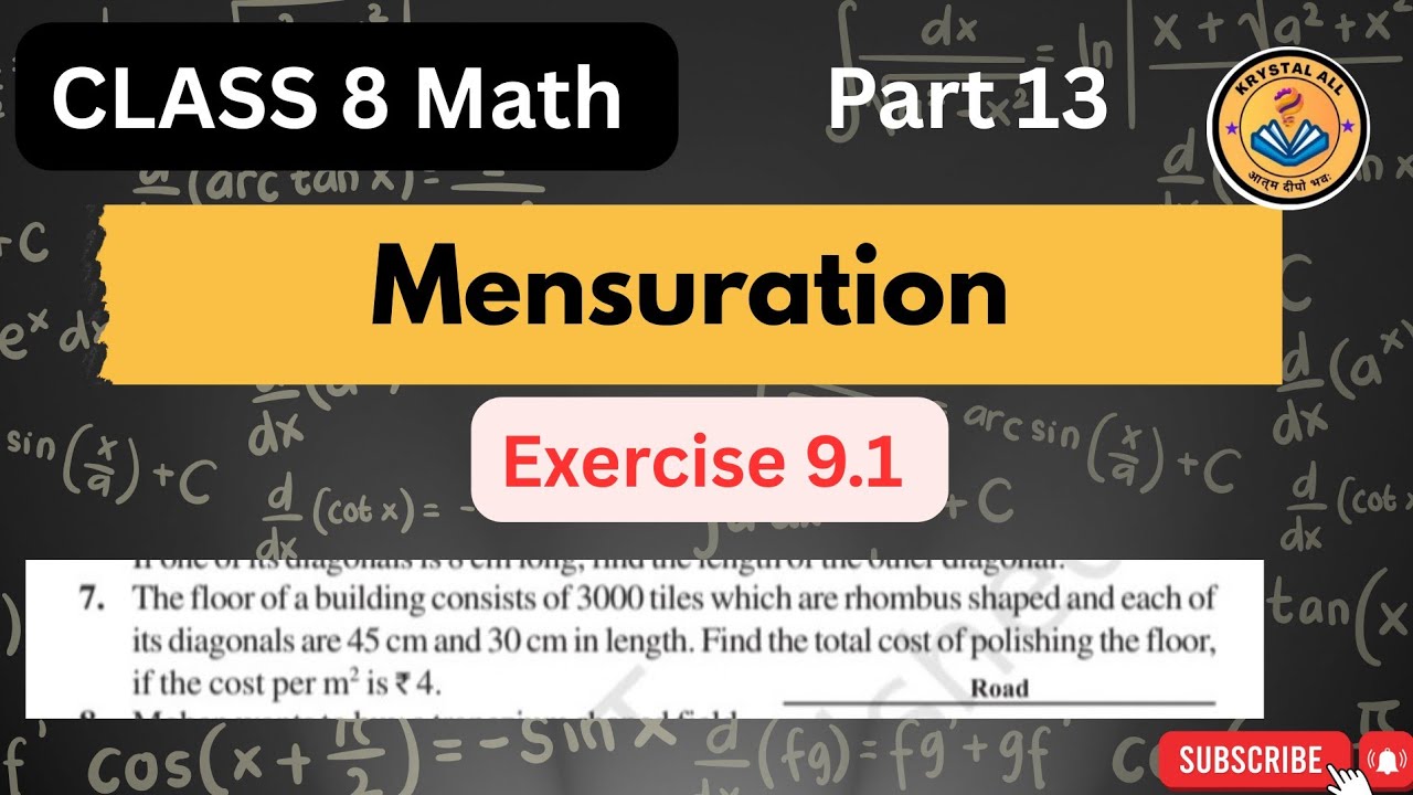 Class 8 Math Mensuration Exercise 9.1 Question no. 7 | Important ...