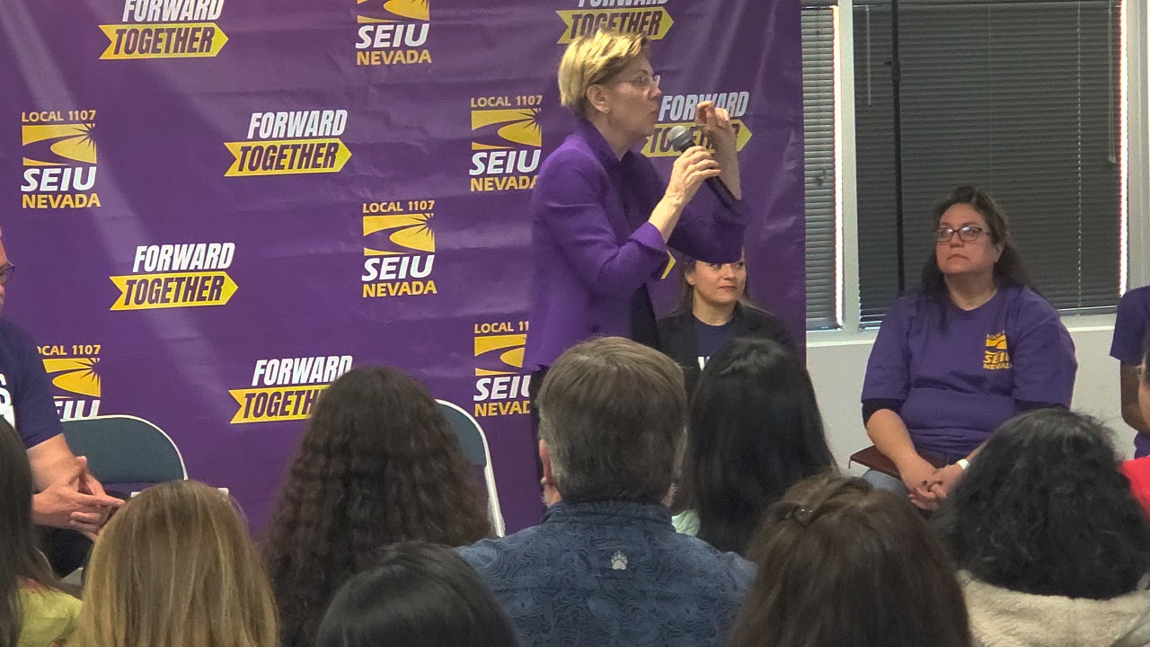 Elizabeth Warren Does a Town Hall with SEIU 1107 Members in Las Vegas(3 ...