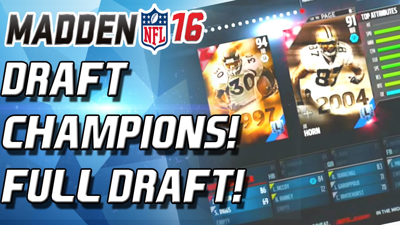 Madden 16 Draft Champions! - FULL DRAFT LIVE! NEW LEGENDS! E3 - YouTube