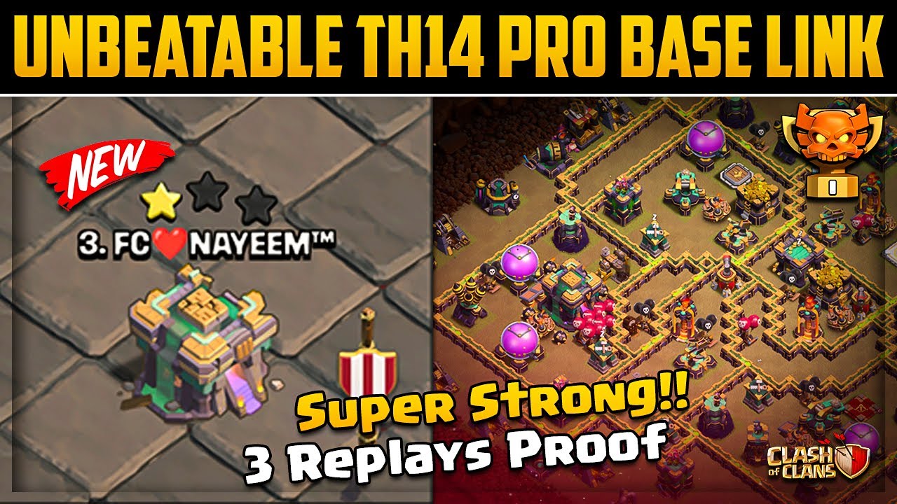 New Th14 War Base Link With 3 Replays Unbeatable! PROOF | Super Strong ...