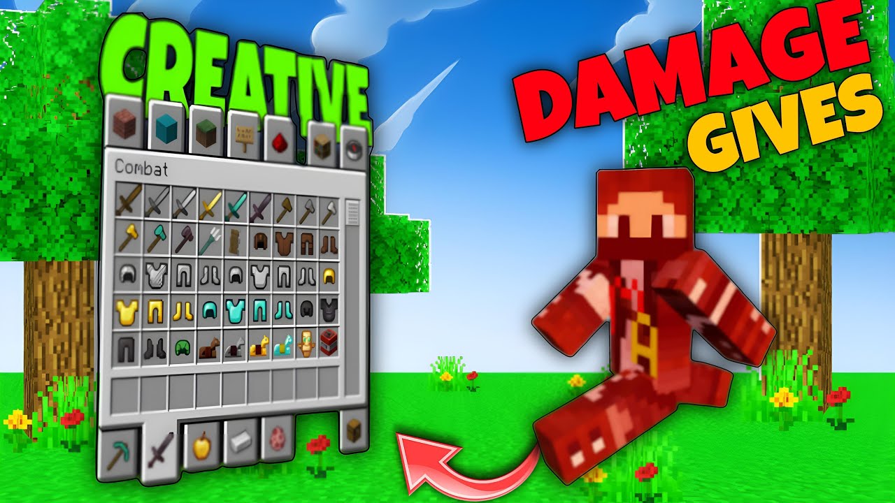 Minecraft, But Damage Gives Creative Mode... - YouTube