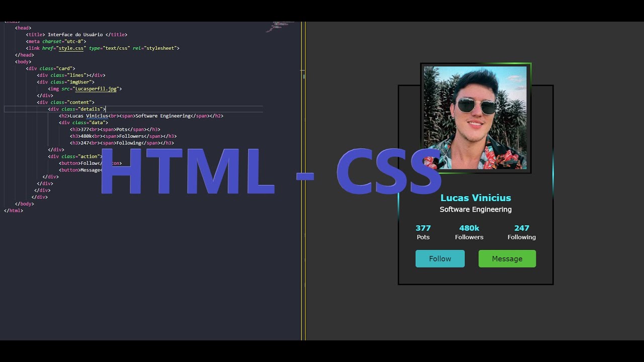 Interface do Usuário UI Com Efeito HTML - CSS | UI Design | Estude ...