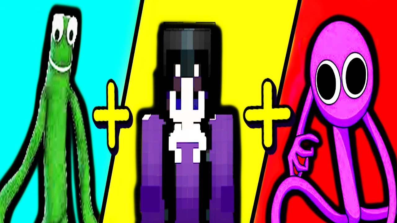 Green Rainbow Friends + Wednesday Addams + Purple Rainbow Friends ...