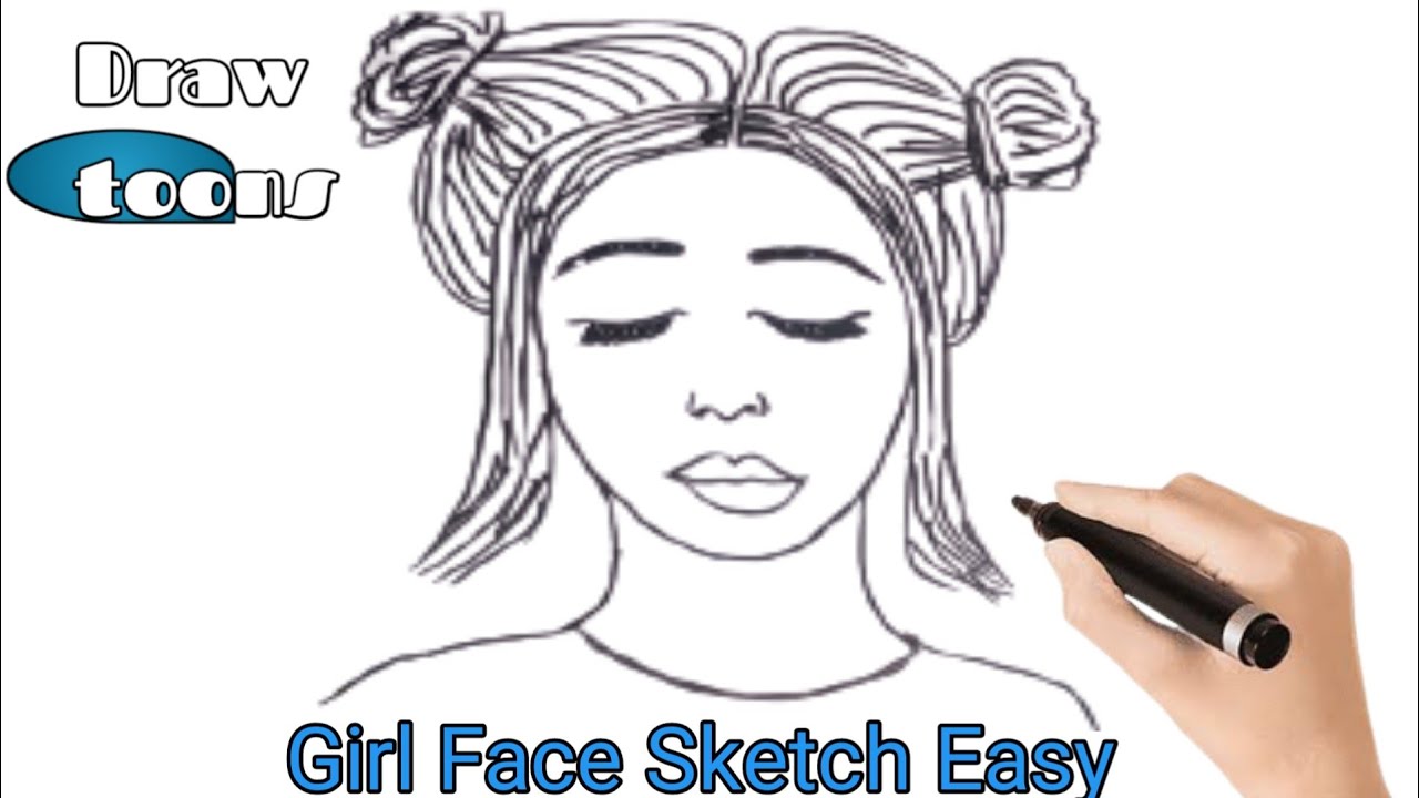 How to Draw a Cute Upset Girl sketch - Step by Step | Easy Girl face ...
