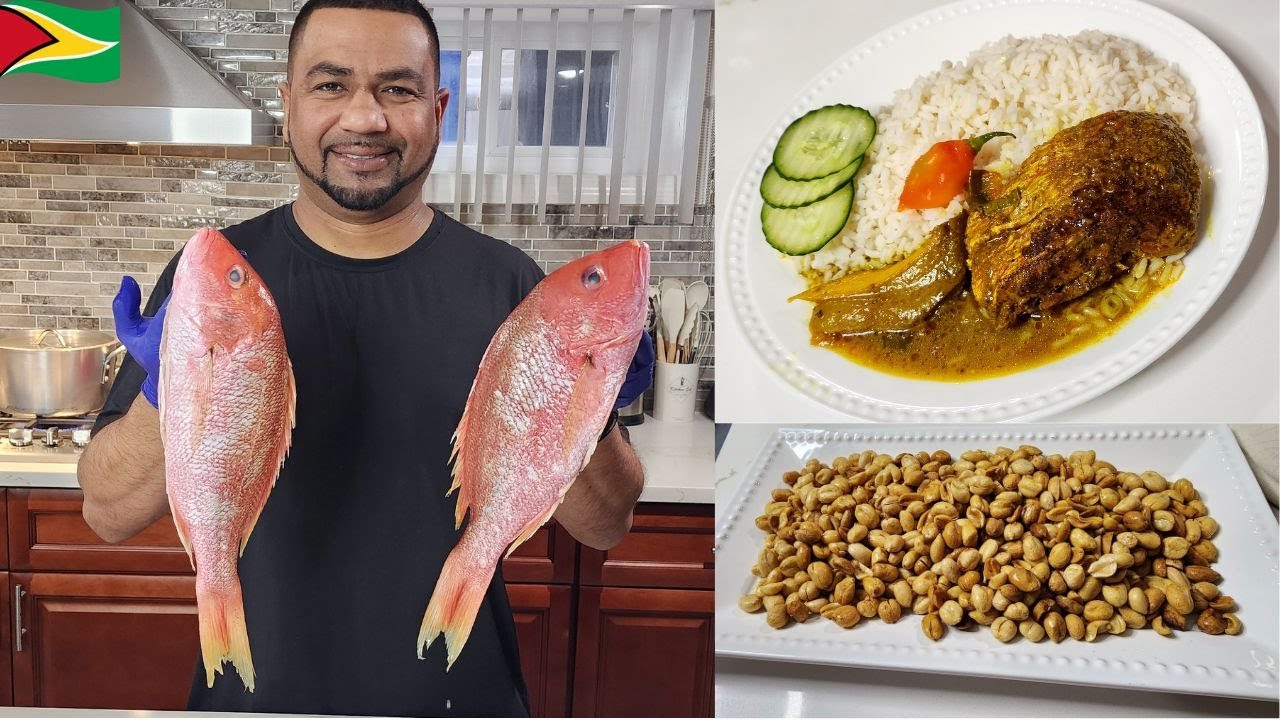 🇬🇾Carribean Red Snapper Curry With Green Mango | Fried Peanuts Guyanese ...