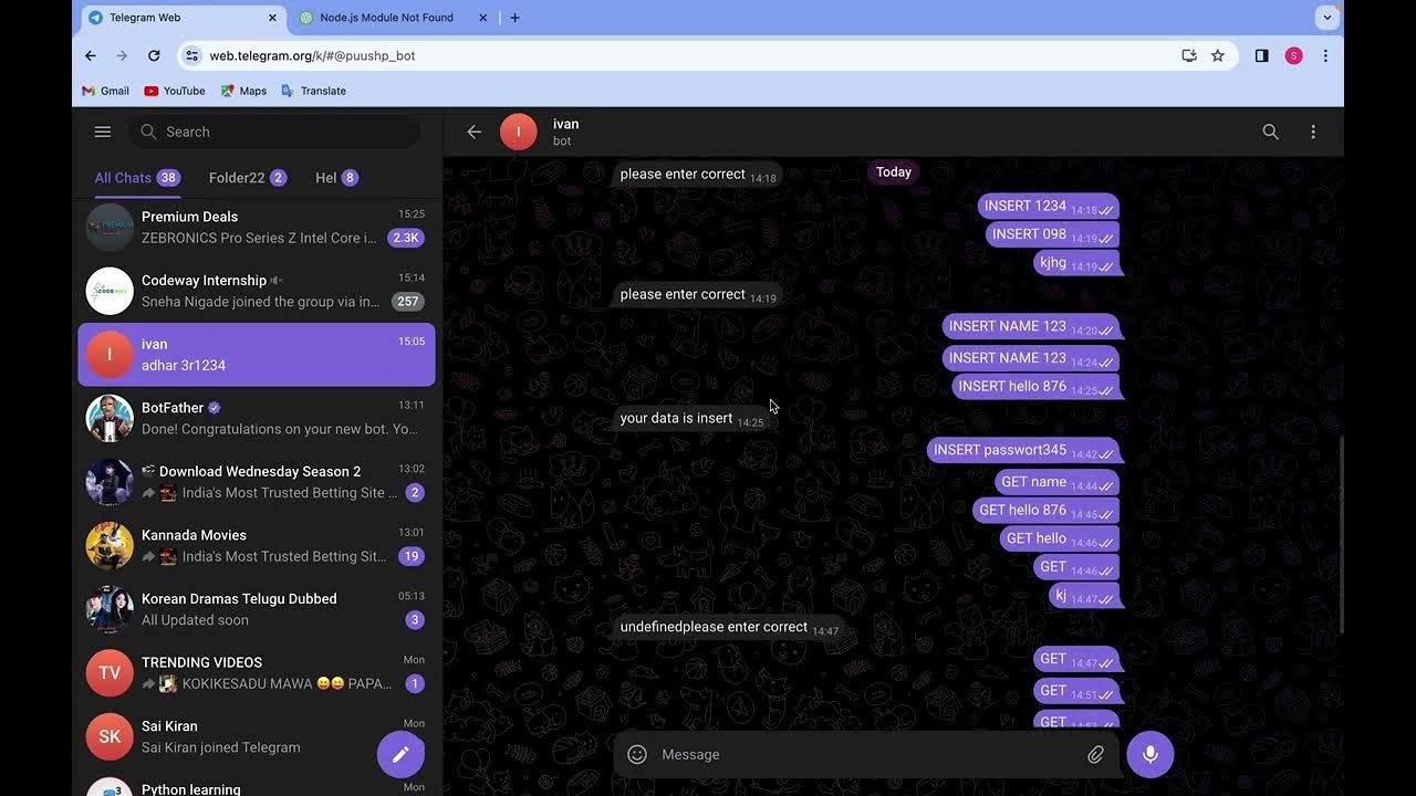 telegram chatbot #database #firestore - YouTube