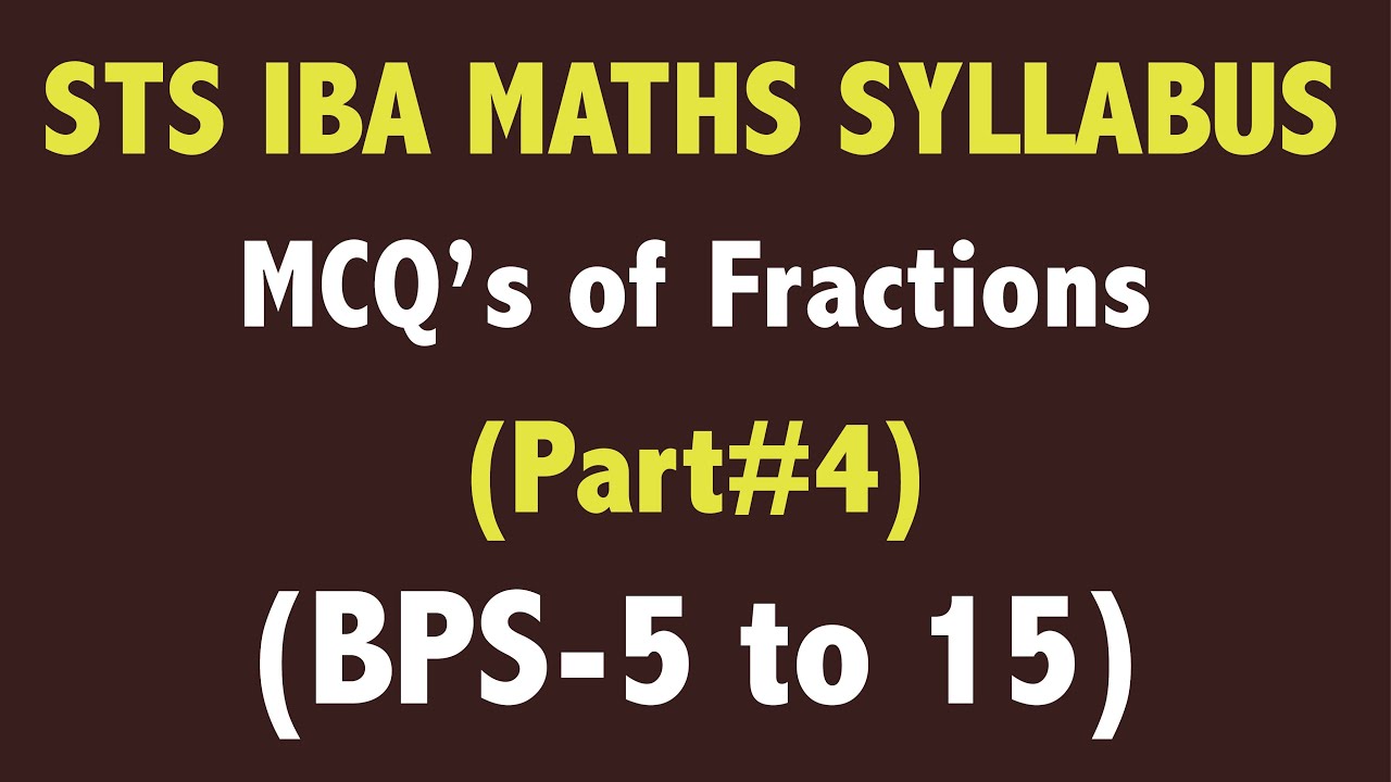 MCQ's of Fractions (Part#4) @studypoint3597 - YouTube