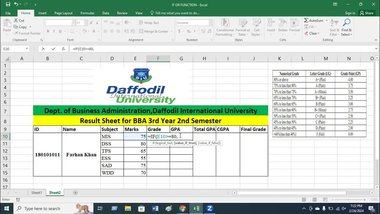 Nested If Function In Ms Excel Ms Excel Bangla Youtube