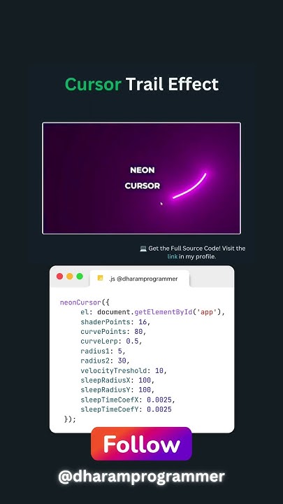 Amazing Cursor Trail Effect using JavaScript #JavaScriptTutorial #WebDevelopmentTips - YouTube