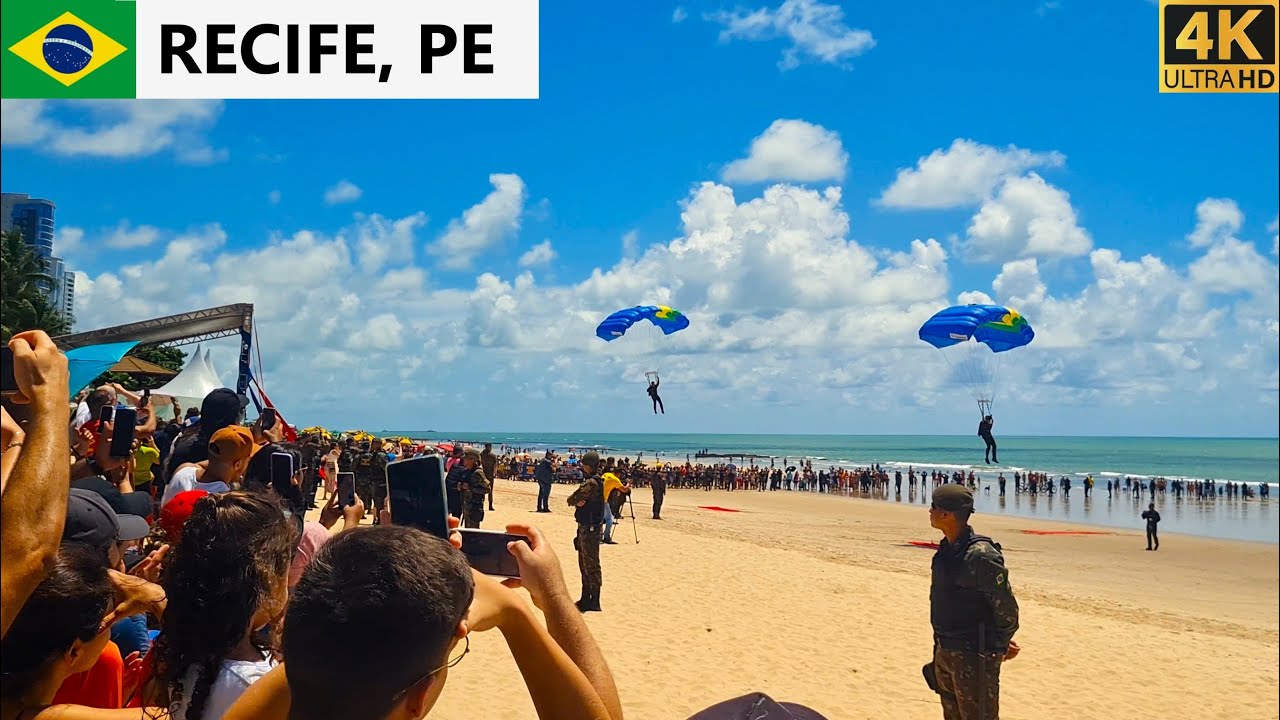 🇧🇷 Brazilian Air Force Show - Recife, PE 10.03.2024. Parachute jump on ...