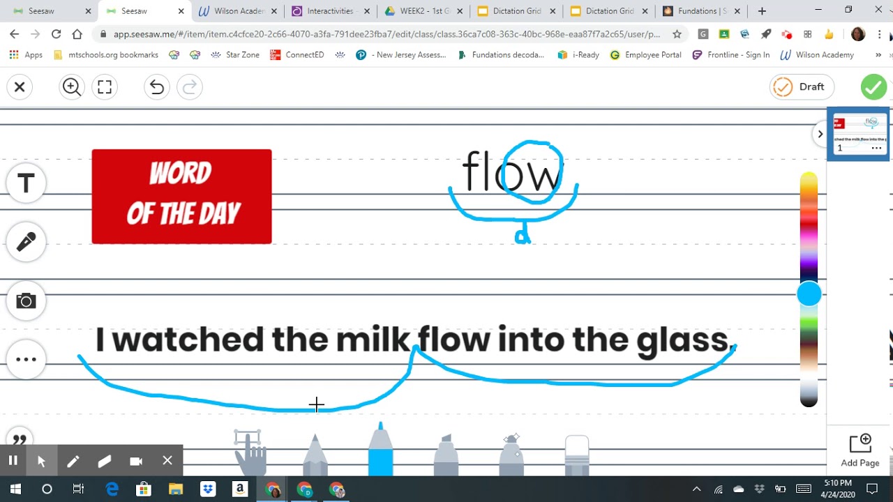 Fundations At Home Level 2 Unit 13 Week 1 Day 4, Word of the Day - Flow ...