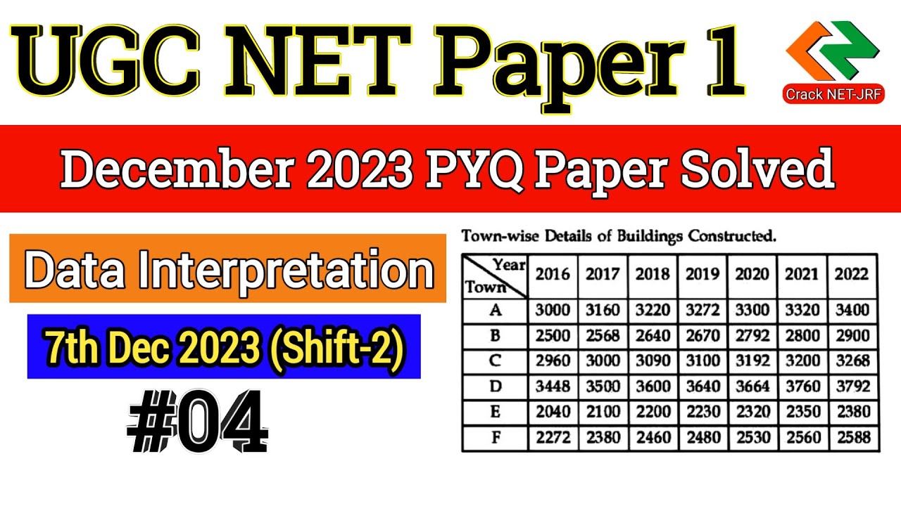 Ugc Net Jrf 2024 Data Interpretation For Ugc Net In Hindi Ugc Net December 2023 Pyq 04