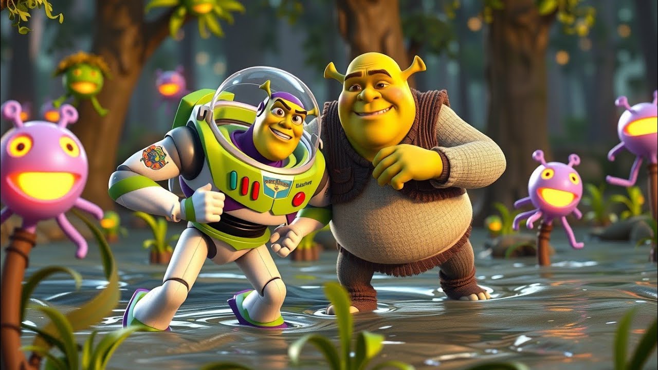 Buzz Lightyear & Shrek in The Space Swamp Adventure - YouTube