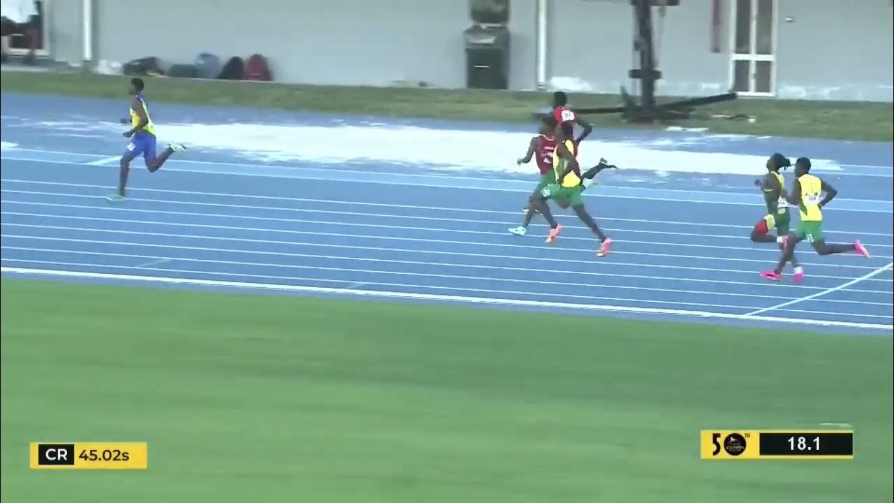 CARIFTA Games 2023 | 400m U 20 Boys Final | Jasauna Dennis | Delano Kennedy - YouTube
