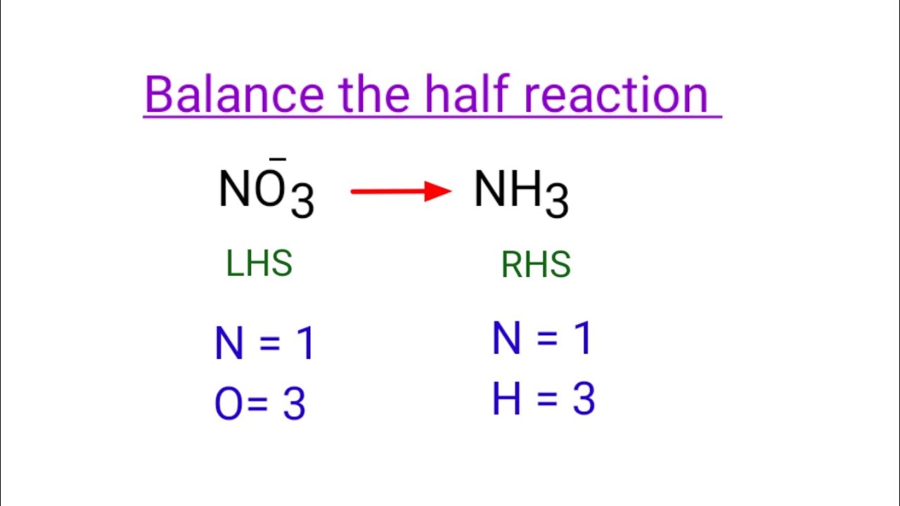 balance the half reaction @mydocumentary838 #NO3-=NH3 #no3^-=nh3 # ...