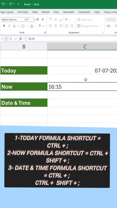 # INSERT CURRENT DATE AND TIME USING SHORTCUT IN EXCEL - YouTube