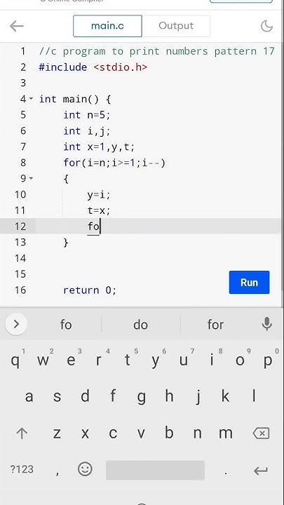 c program to print numbers pattern 17 #cprogramming #codingguru #shorts 😎 - YouTube