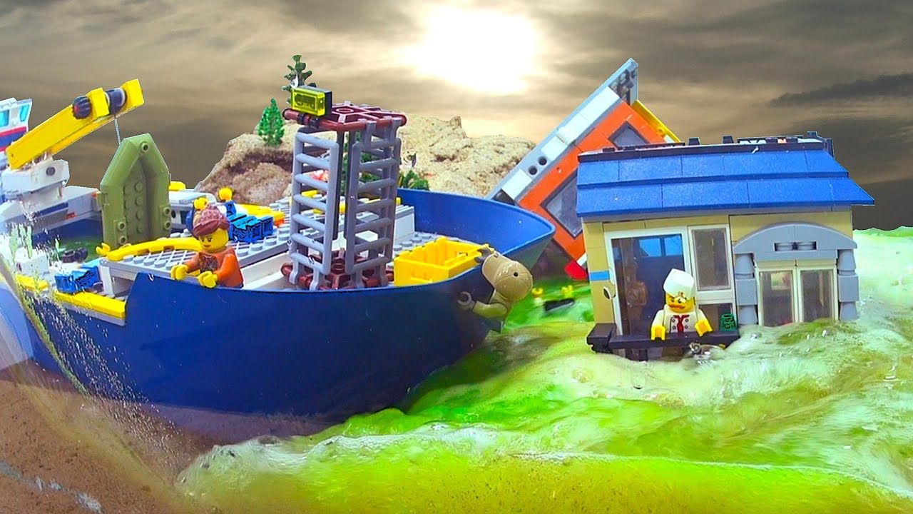 LEGO Ship Crashes Into LEGO City - Dam Breach Experiment - YouTube