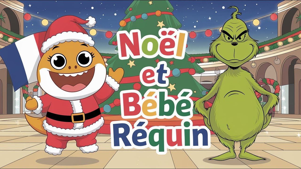 Noël rétro de Baby Shark au coin du feu 🎵 bébé requin 🧒 Chanson pour ...