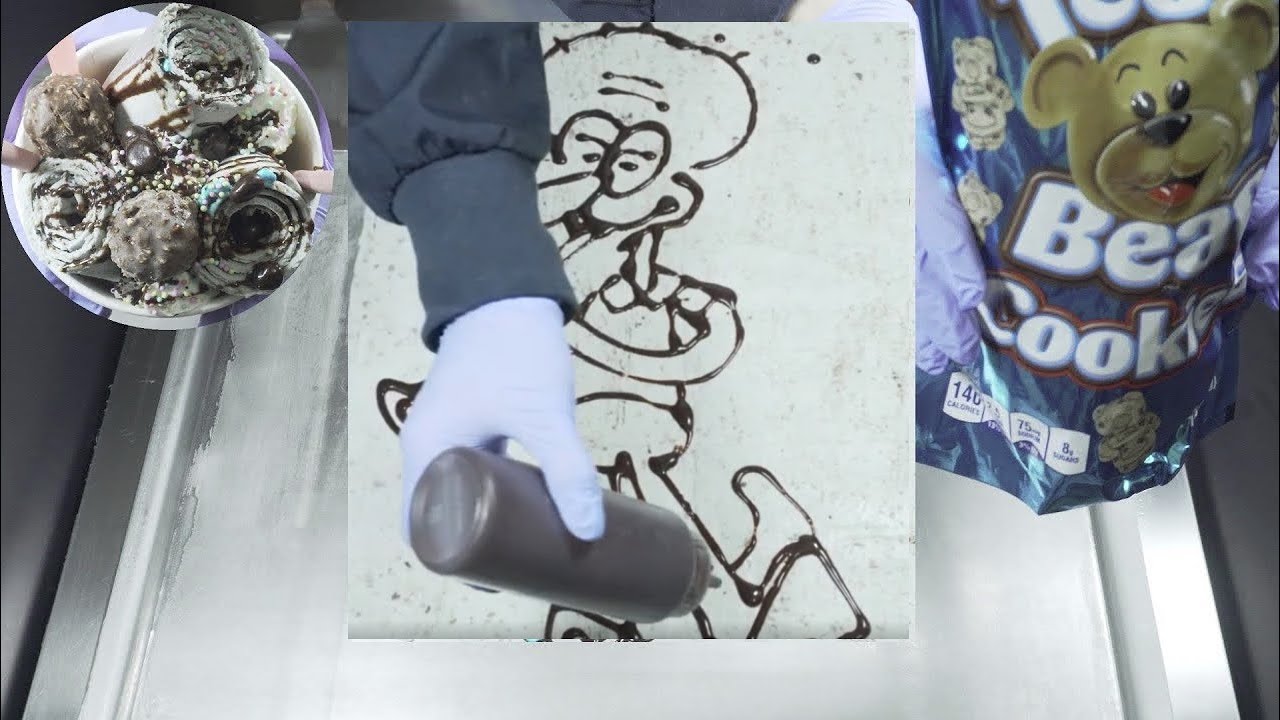 How to draw Squidward on ice cream rolls | ice cream | ice cream fun ...