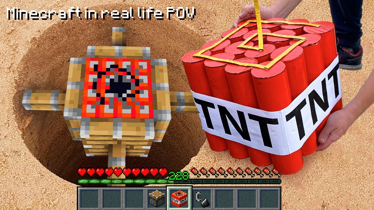 Realistic Minecraft in Real Life POV TNT TRAP Realistic Minecraft meme ...