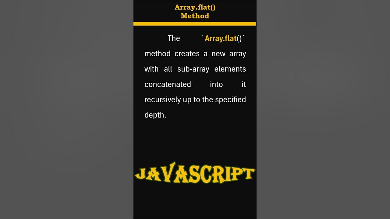 array.flat in js || javascript - YouTube