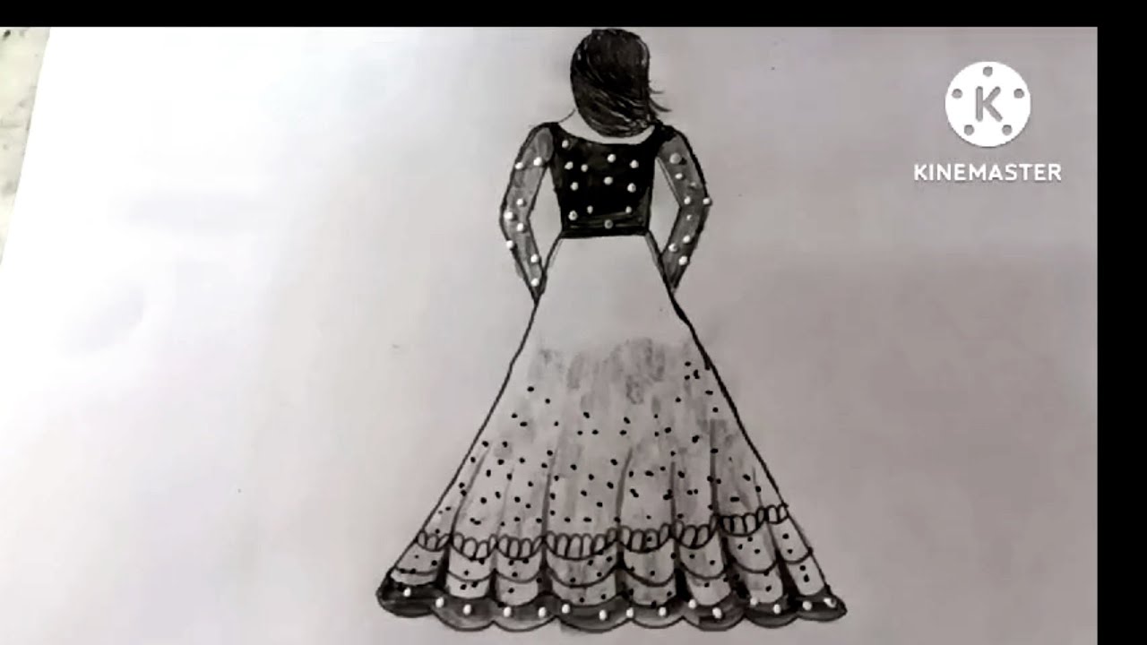 easy back side girl drawing || beautiful easy back side girl drawing ...