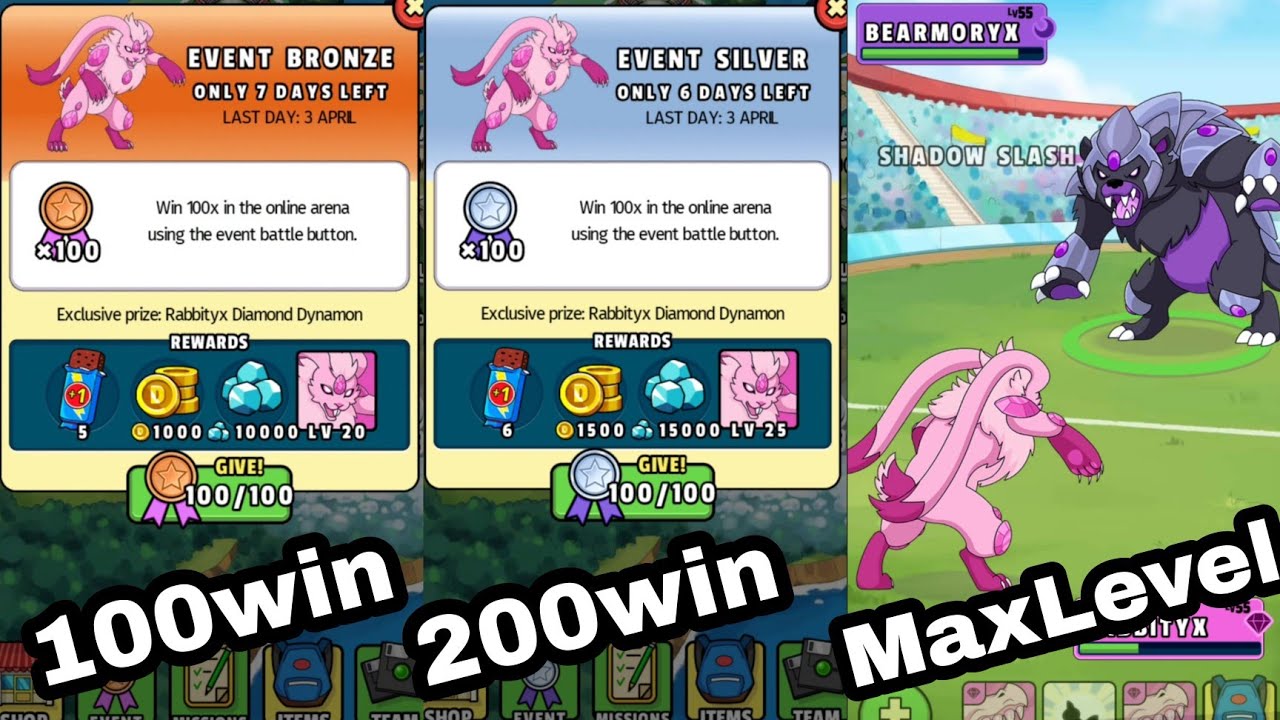 Max Level Up my 2nd Rabbityx & Power test in Arena || Dynamons World ...