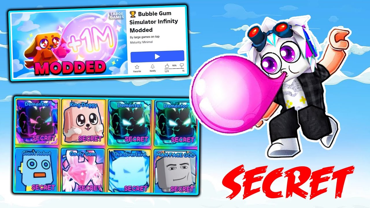ЧИТЕРСКИЙ Modded Bubble Gum! ВСЕ СЕКРЕТКИ И СЕКРЕТНЫЕ КОДЫ В Bubble Gum ...