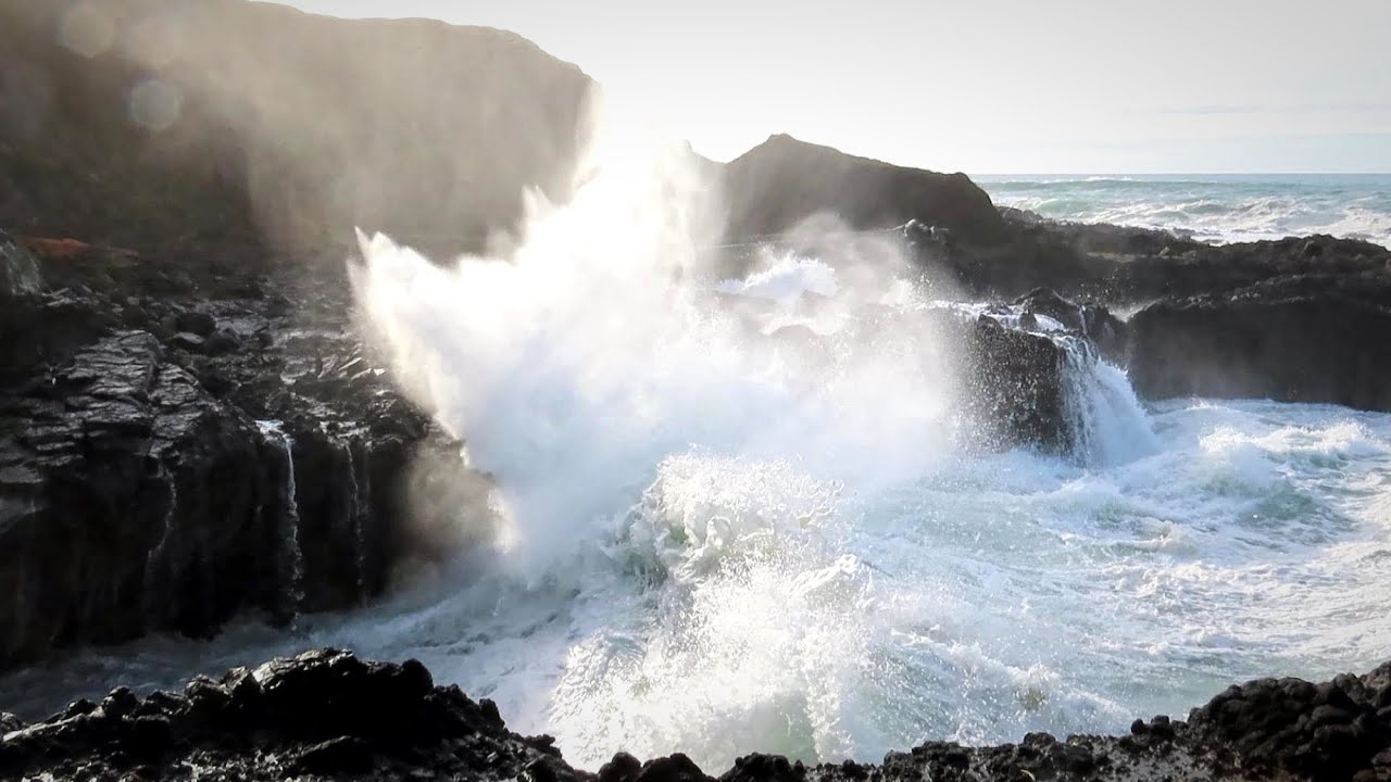 Relaxing: Crashing Waves at Cooks Chasm, Oregon Coast - 3 Hours - YouTube