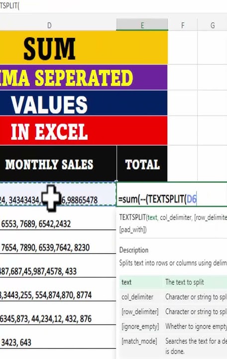HOW TO SUM COMMA SEPARATED VALUES IN EXCEL IN OFFICE 365 - YouTube