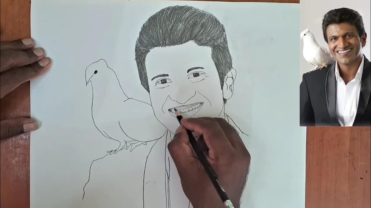 sketch of draw Puneeth Rajkumar easy drawing | How to draw puneeth Rajkumar step by step easy ...