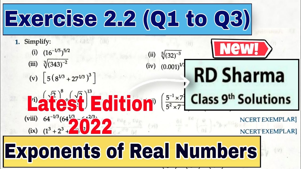 RD Sharma Class 9 Chapter 2 Exponents Of Real Numbers Ex 2 2 Q1 To Q3 RD Sharma Class 9 Chapter 2 Exponents Of Real Numbers Ex 2 2 Q1 To Q3