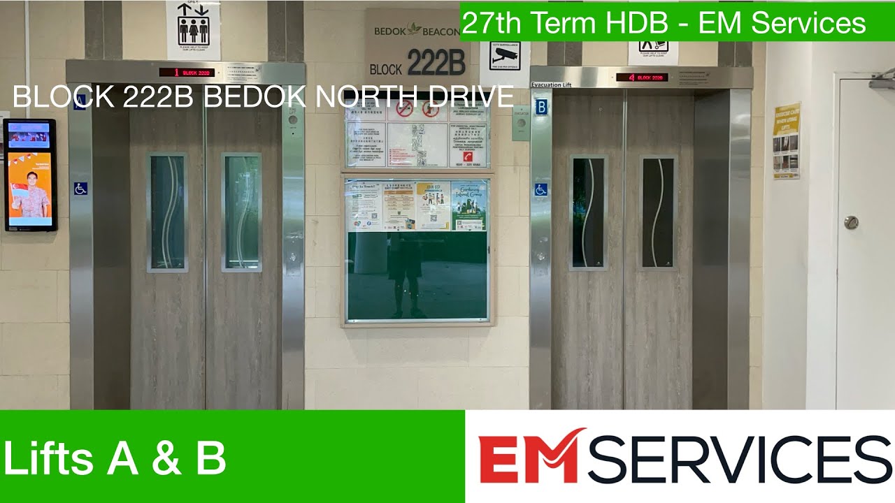 HDB Block 222B Bedok || EM Elevator (Lifts A & B) - YouTube