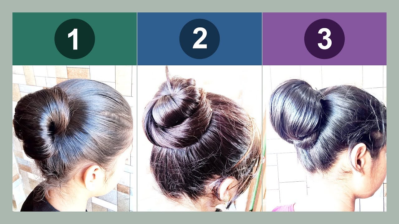3 Simple Bun (Juda) Hairstyles | Quick, Easy and Stylish | Ladies ...