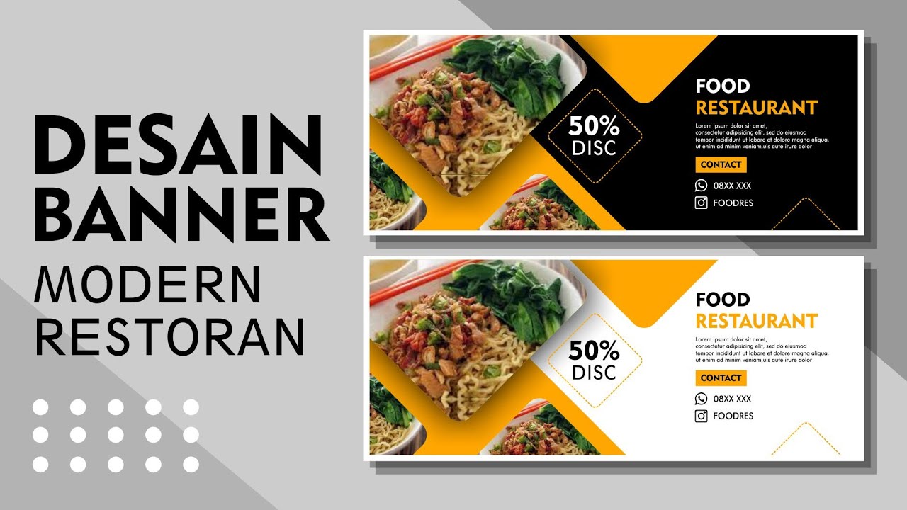 Belajar desain coreldraw membuat banner modern usaha restoran - YouTube