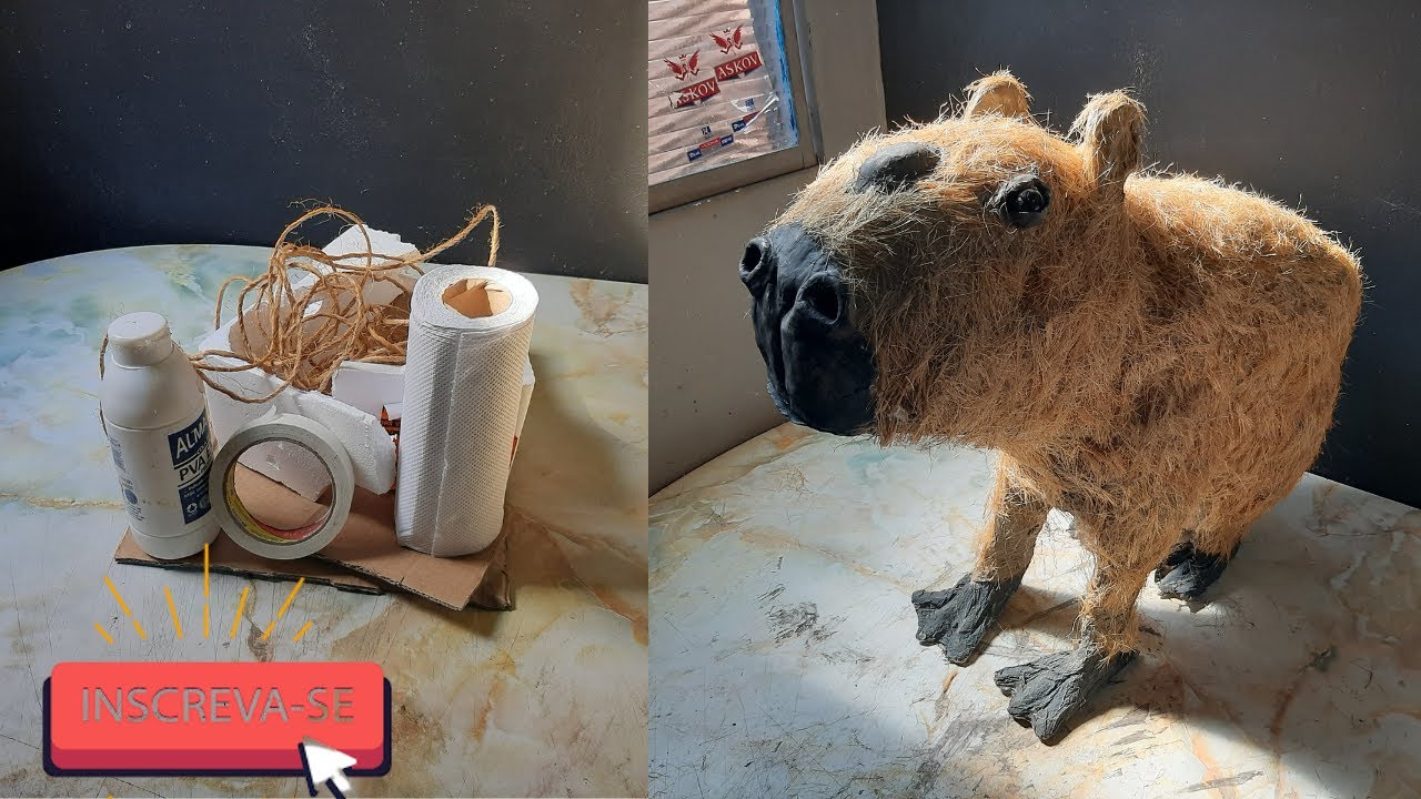 COMO FAZER CAPIVARA DE PAPELÃO, REVISTA E CORDA DE SISAL . - YouTube