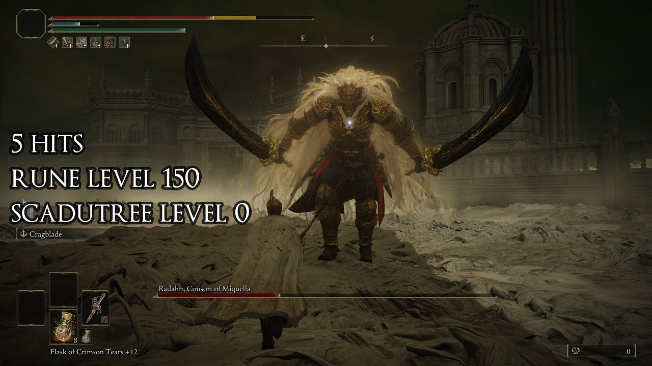 Promised Consort Radahn - 6 Hits, RL150, Scadutree Level 0 - YouTube