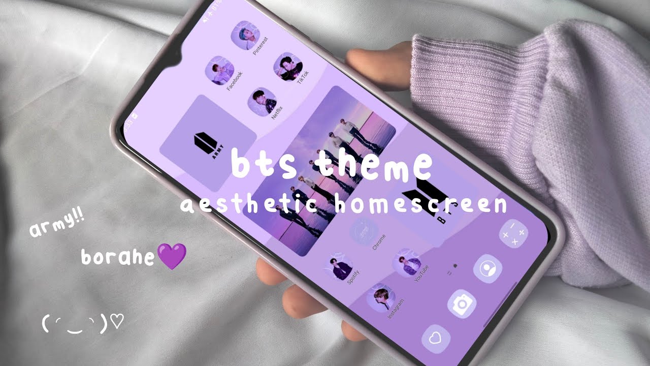 how to have an aesthetic phone//BTS theme 💜 - YouTube