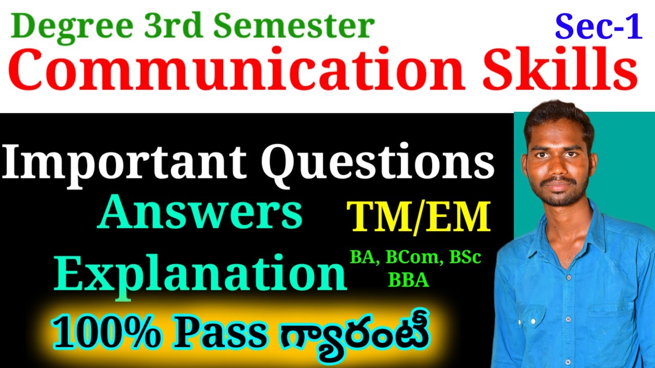 Degree 3rd semester Communication Skills Important Questions with ...