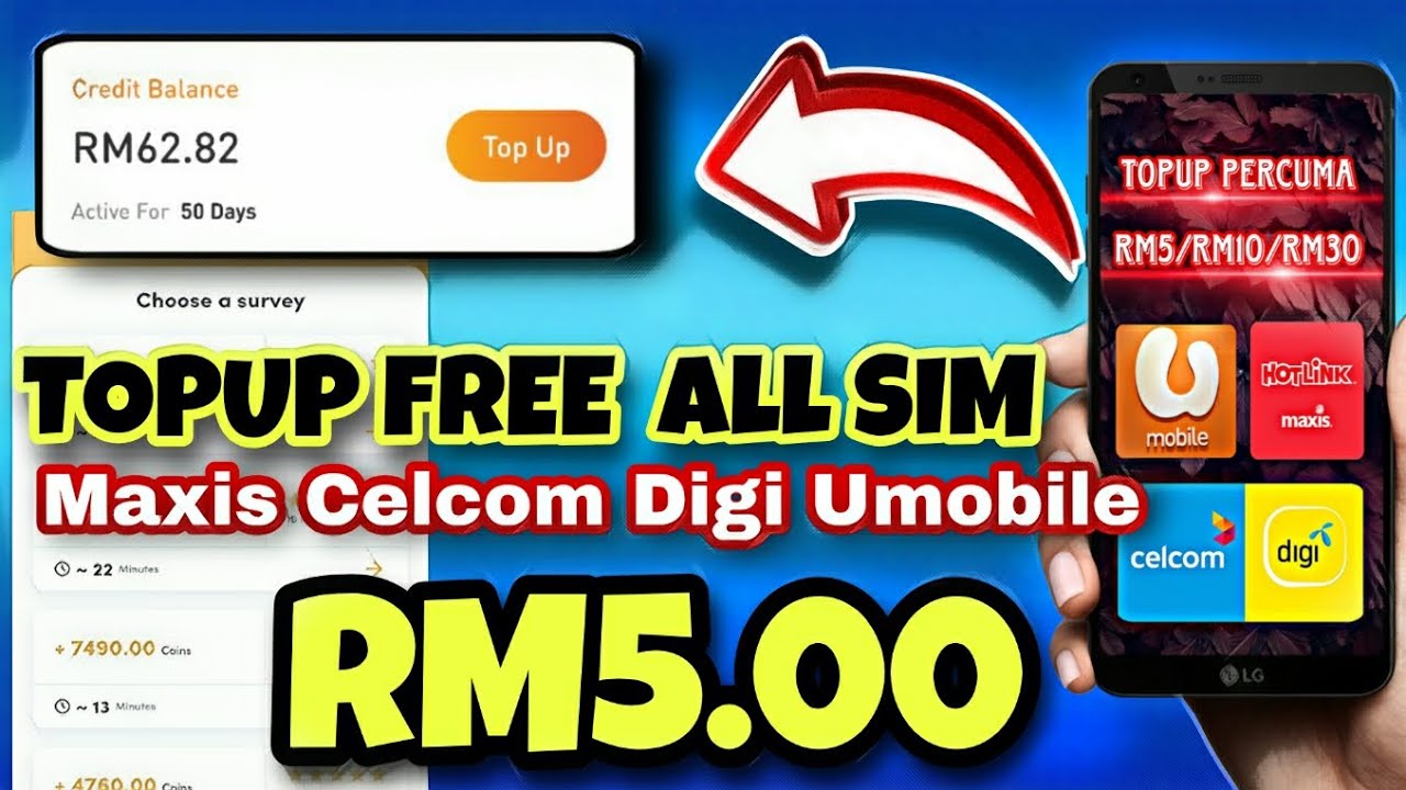 Topup free RM5 !! cara dapat topup percuma Maxis Celcom Digi Umobile ( 2023 ) - YouTube